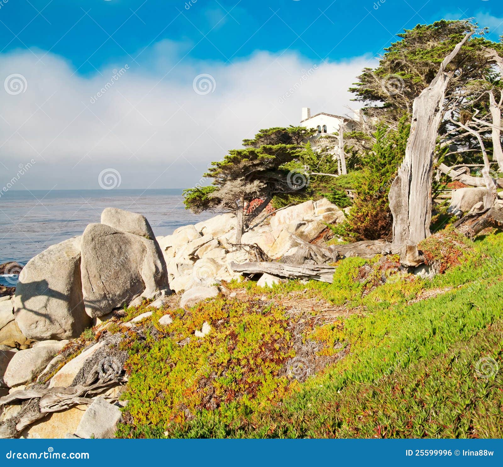 Beautiful Landscape with Ocean, Rocks and House Stock Photo - Image of ...