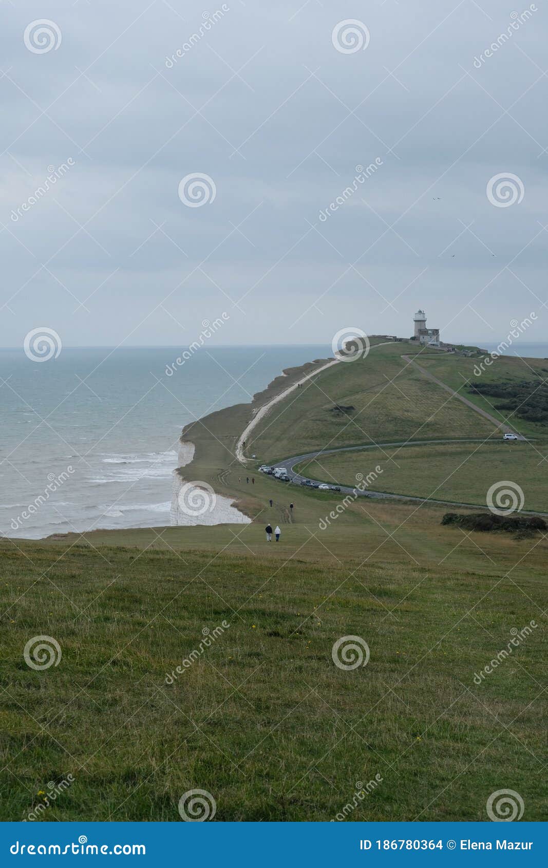 Beautiful Landscape Overlooking Green Fields and White Cliffs in ...