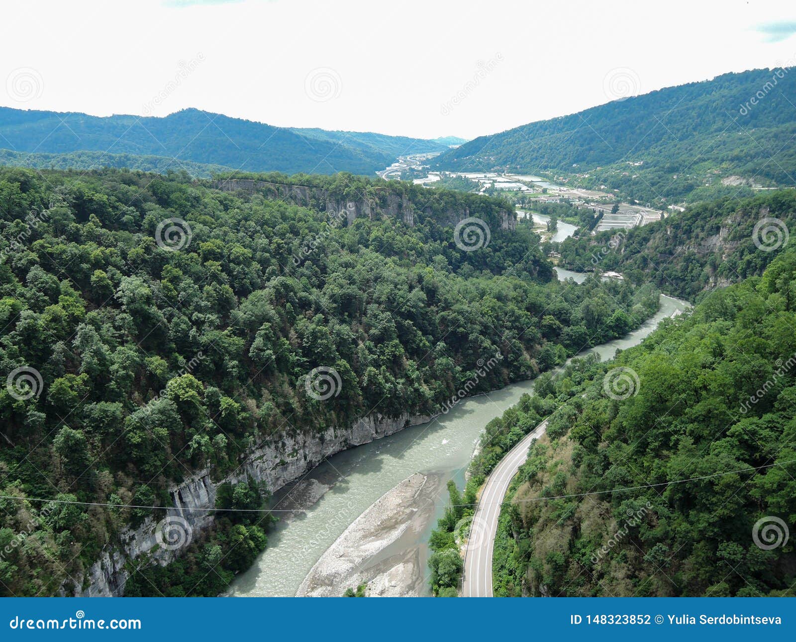 Beautiful Landscape Overlooking the River Valley in the Mountains Stock ...