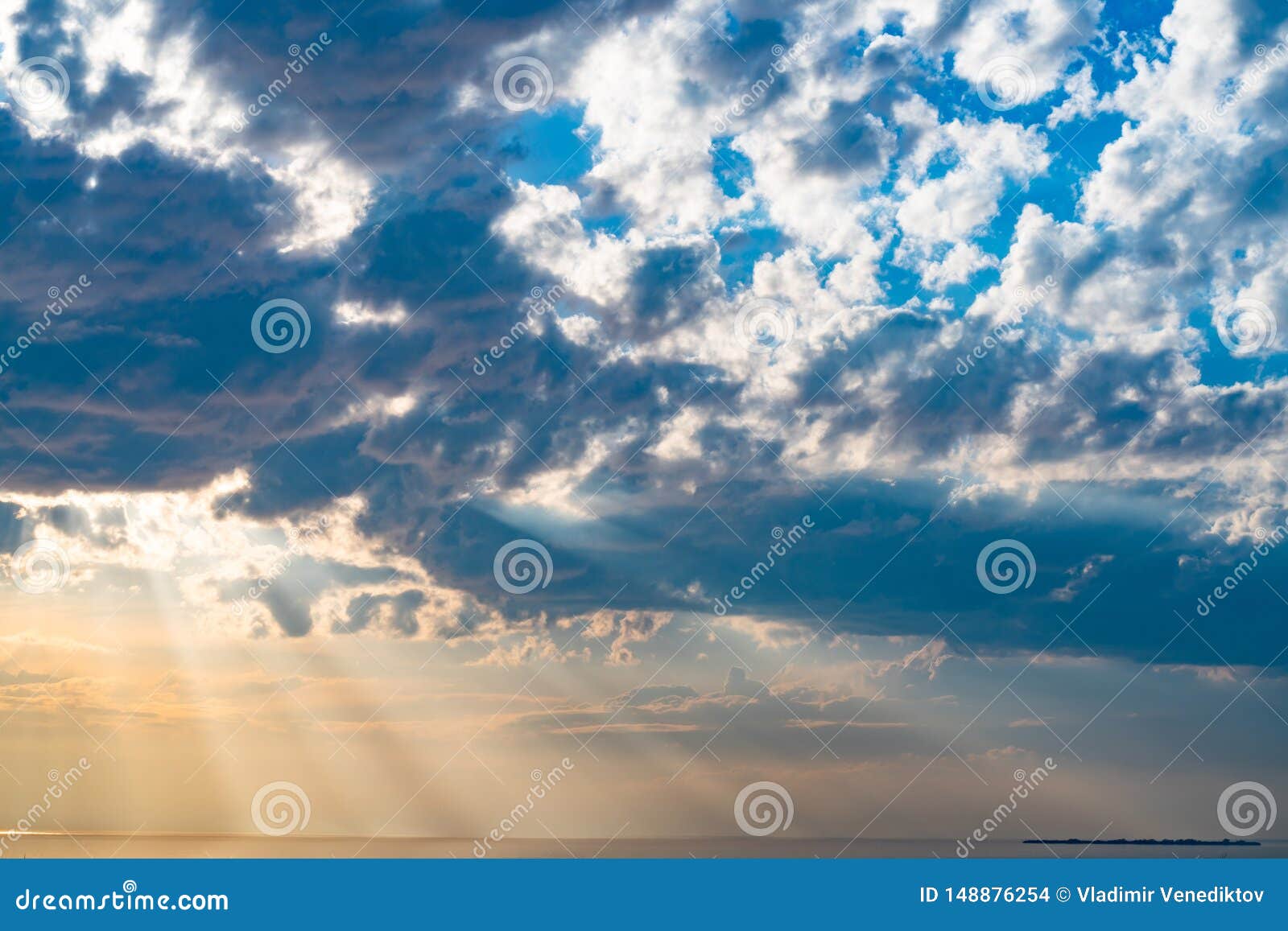 Beautiful Landscape, the Rays of the Evening Sun Burst through the ...