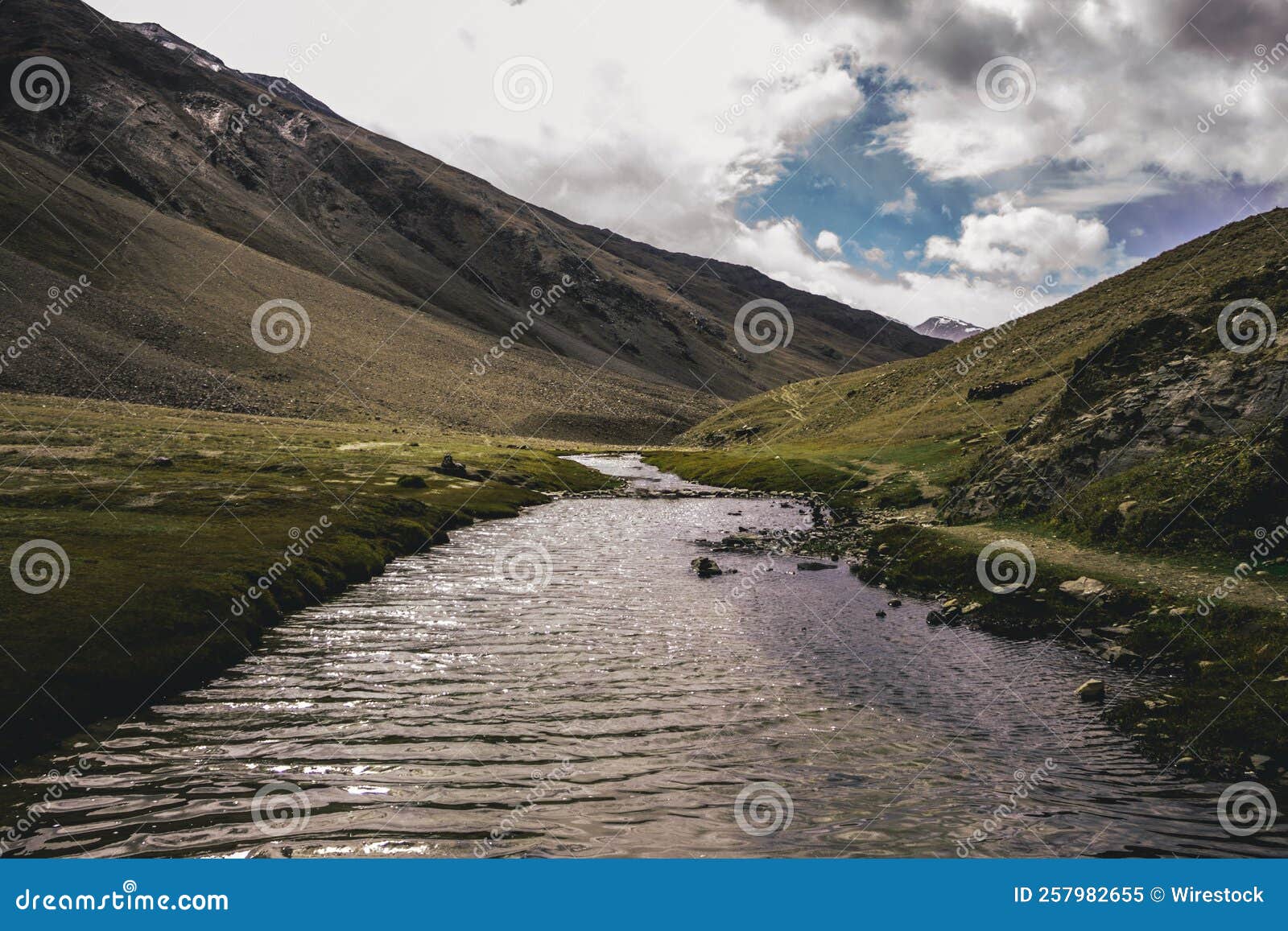 Beautiful Landscape of a River Flowing Though the Hills. Stock Image ...
