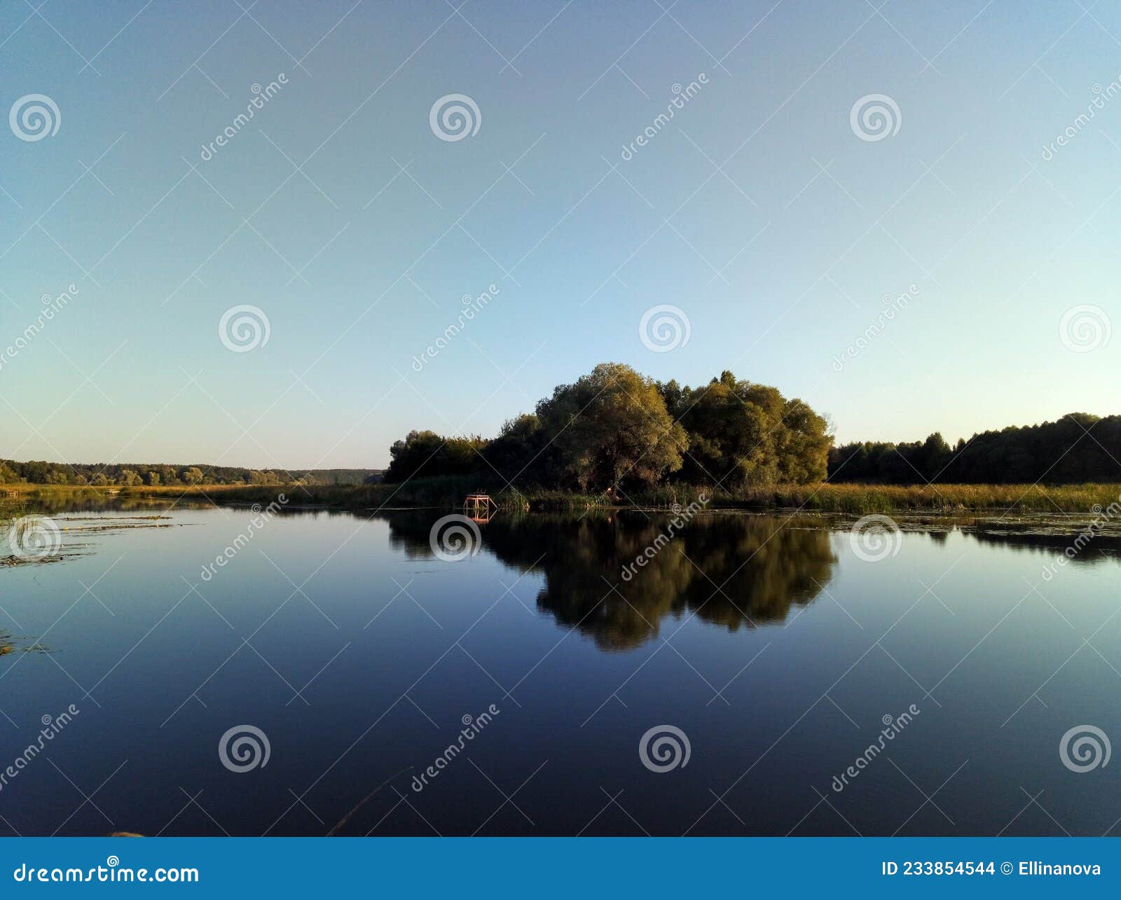 Beautiful Landscape with River and Tree Stock Photo - Image of sunlight ...