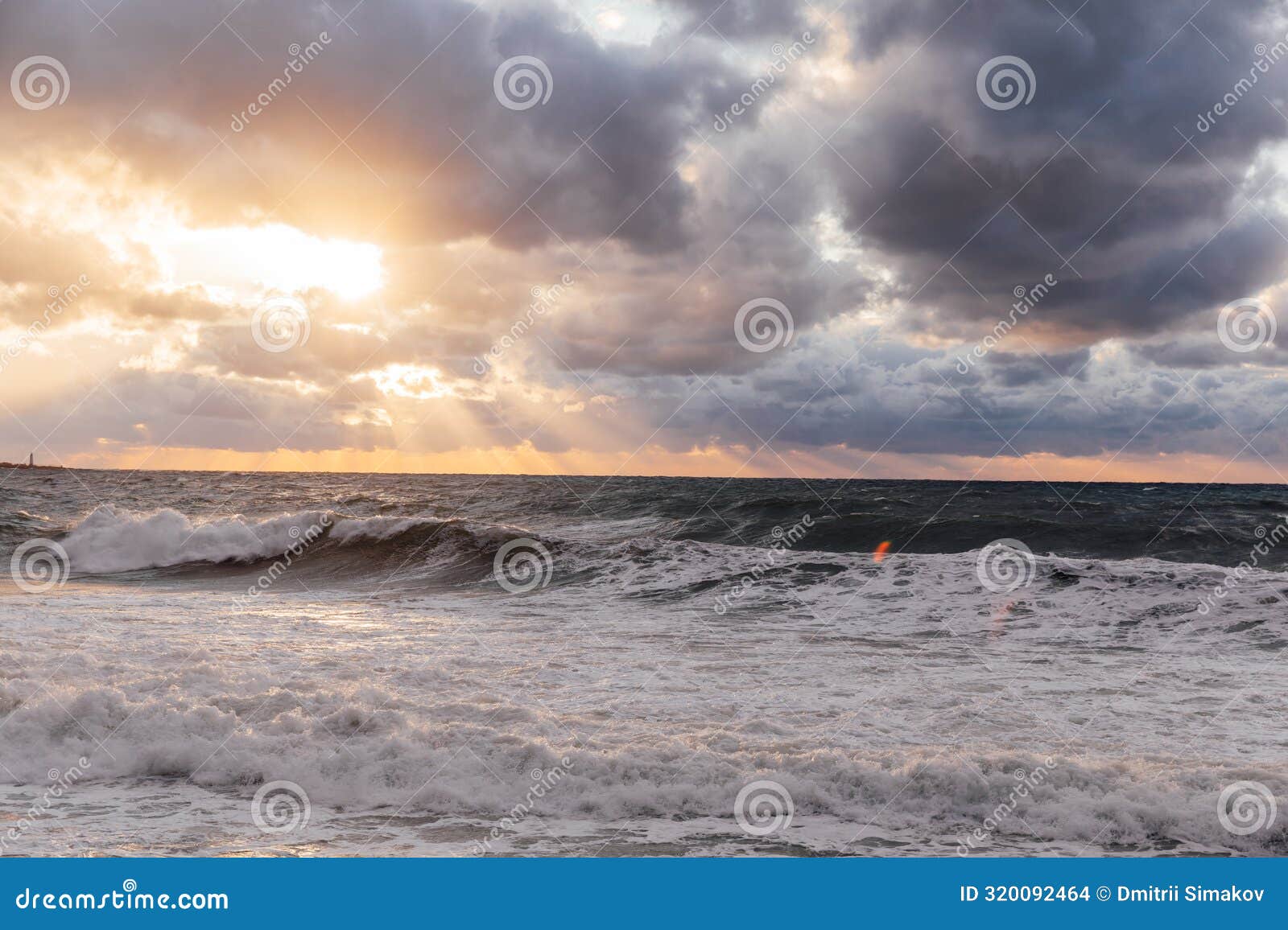 Beautiful Landscape Storm on Sea and Sunset with Clouds Stock Photo ...