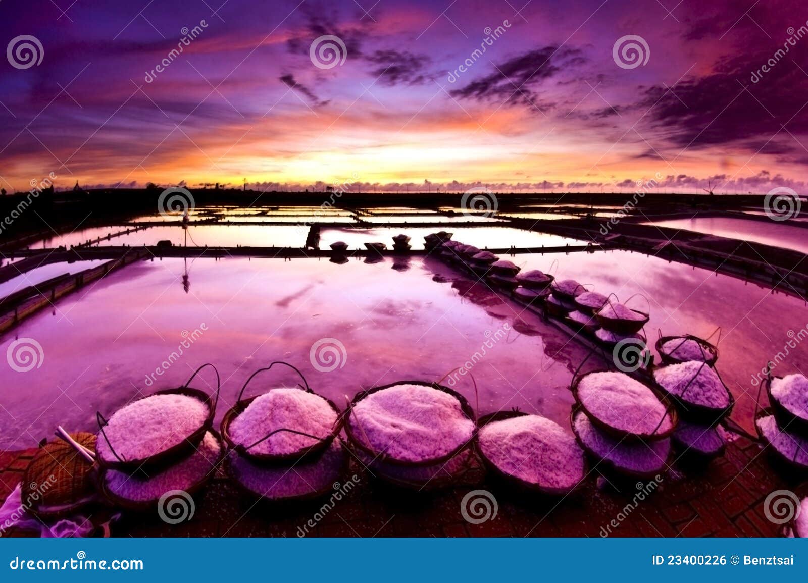 Beautiful Landscape of a Summer with a Salt Farm Stock Photo - Image of ...