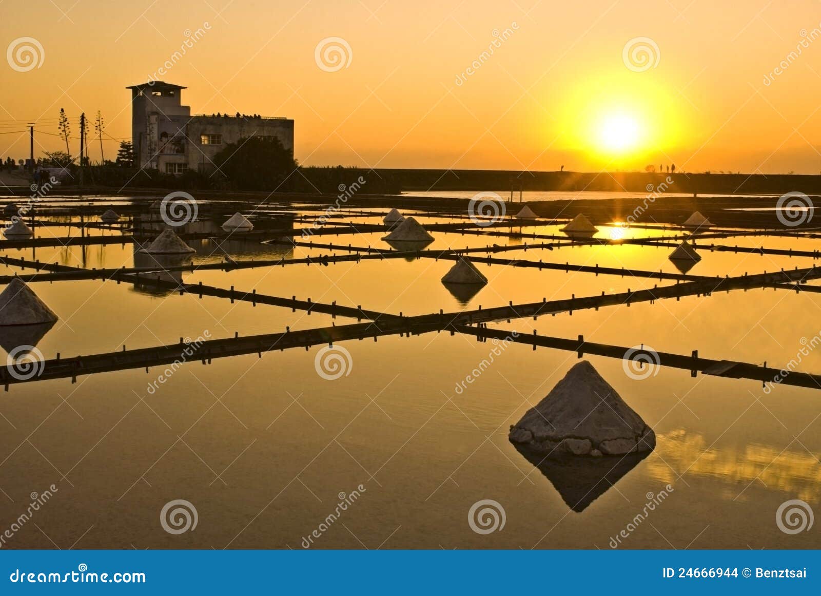 Beautiful Landscape of a Summer with a Salt Farm Stock Photo - Image of ...