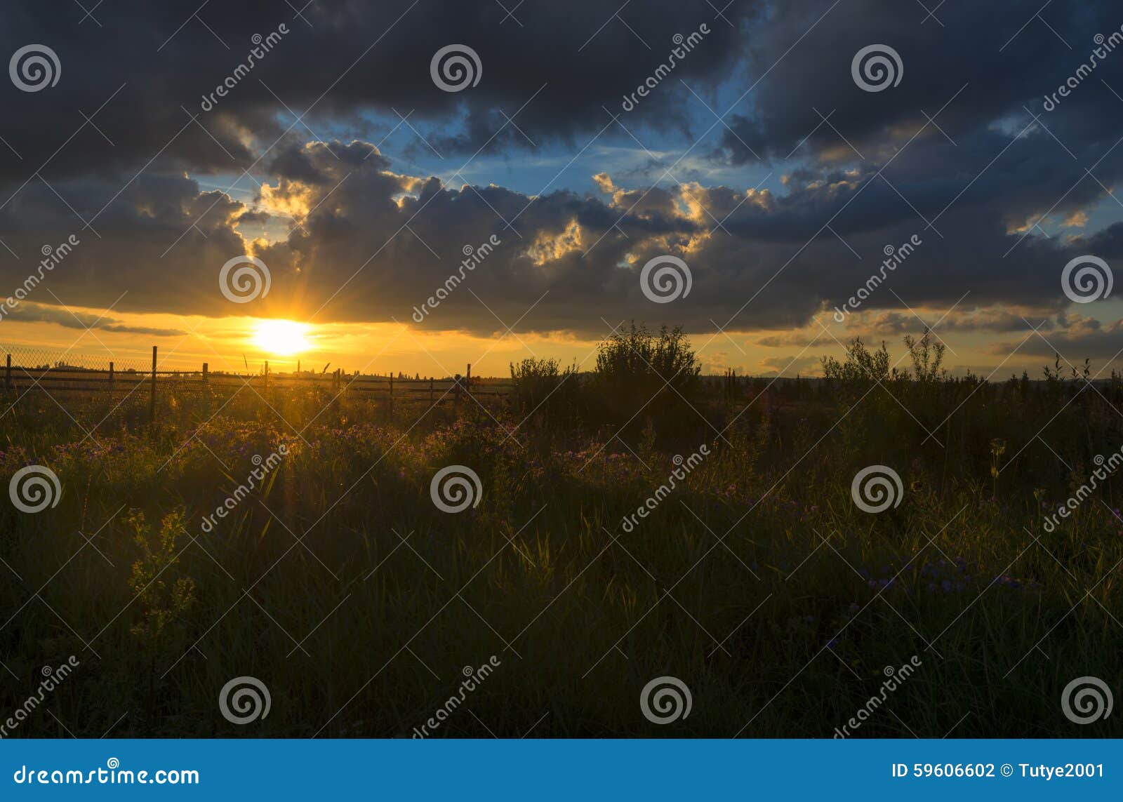 Beautiful Landscape of Sunset at Countryside Stock Photo - Image of ...