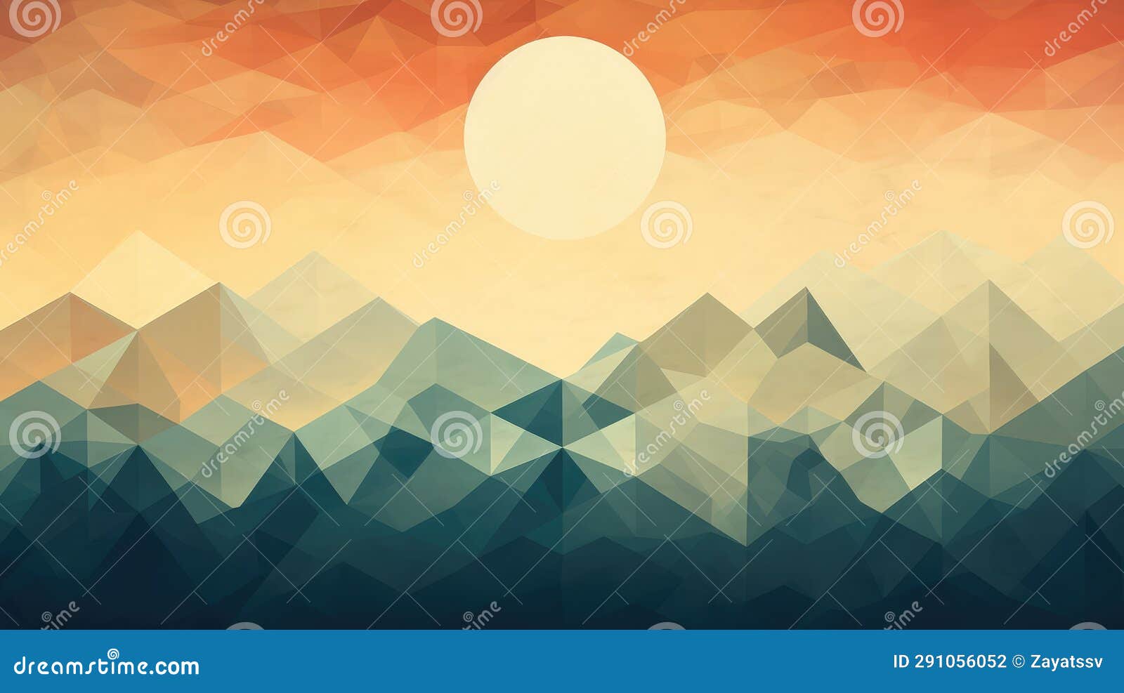 Beautiful Landscape Sunset Over the Mountains, Skyline Colorful Poster ...