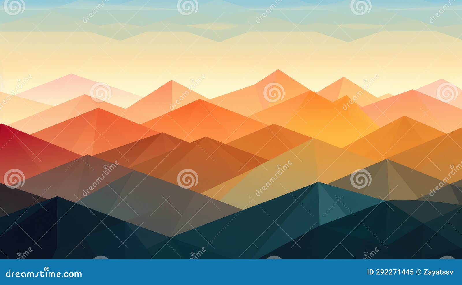 Beautiful Landscape Sunset Over the Mountains, Skyline Colorful Poster ...