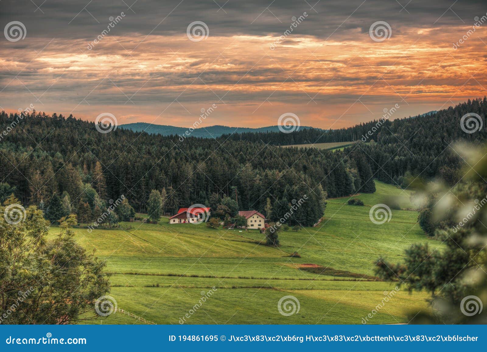 Beautiful Landscape Sunset Scene Over German Bavaria Stock Image ...