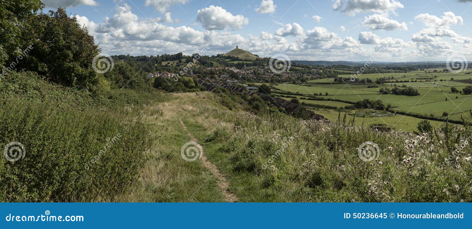 Beautiful Landscape View of Glastonbury Tor on Summer Day Stock Image ...