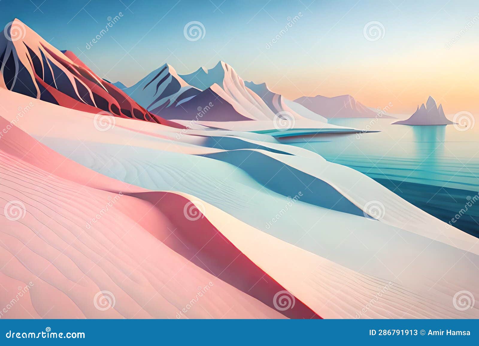 Beautiful Landscape View with Pastel Colors Stock Illustration ...