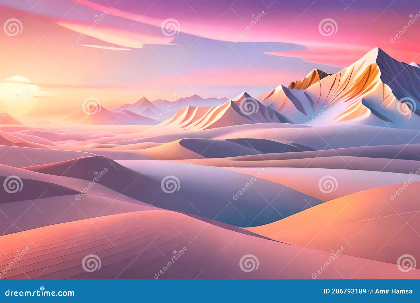 Beautiful Landscape View with Pastel Colors Stock Illustration ...