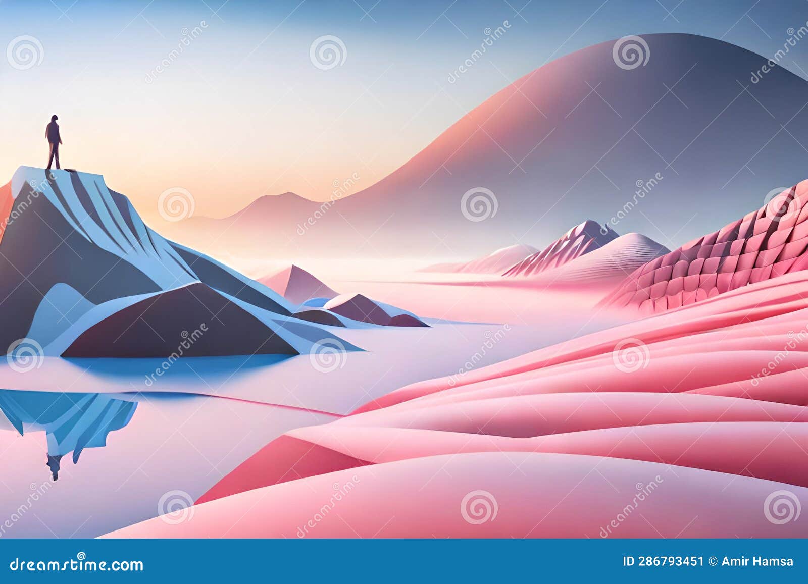 Beautiful Landscape View with Pastel Colors Stock Illustration ...
