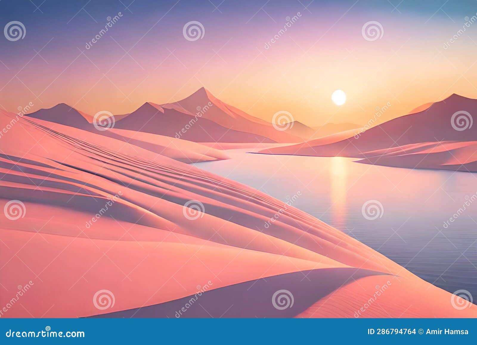 Beautiful Landscape View with Pastel Colors Stock Illustration ...