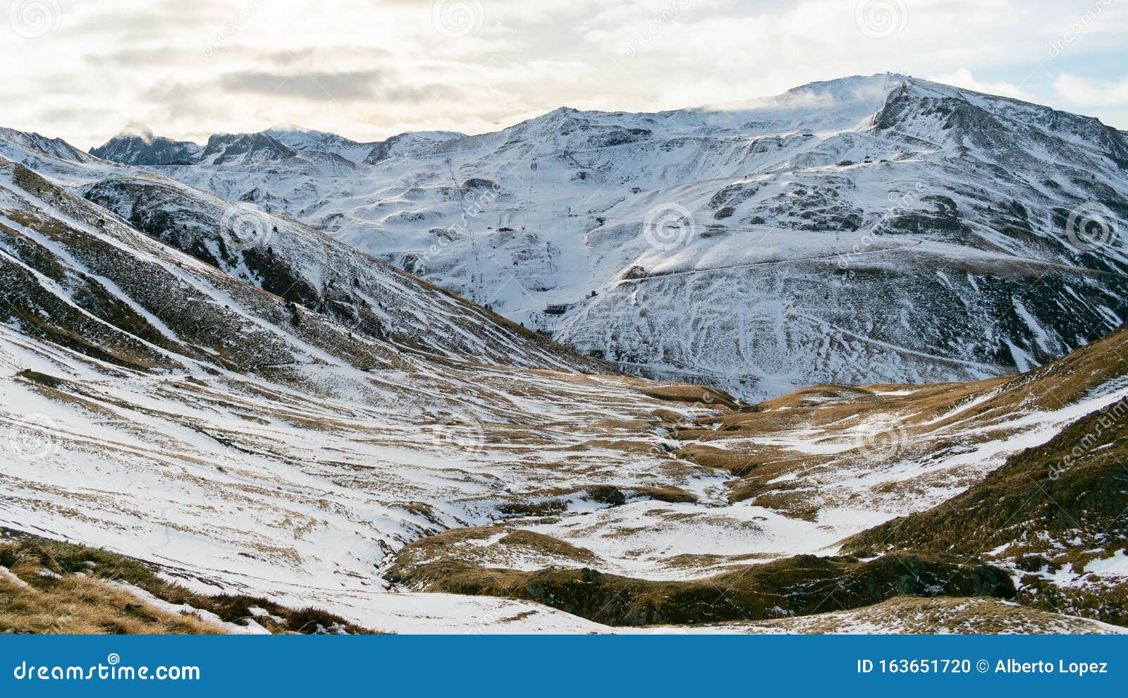 Beautiful Landscape of Winter Snowy Mountains in the Pyrenees Stock ...