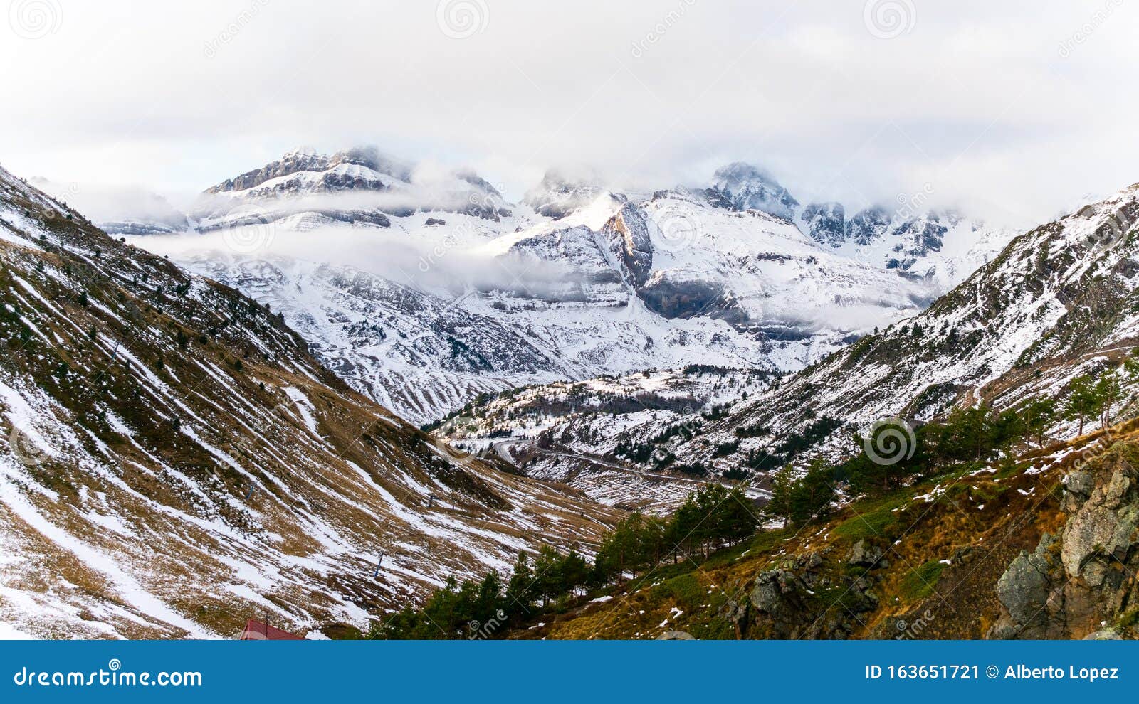 Beautiful Landscape of Winter Snowy Mountains in the Pyrenees Stock ...