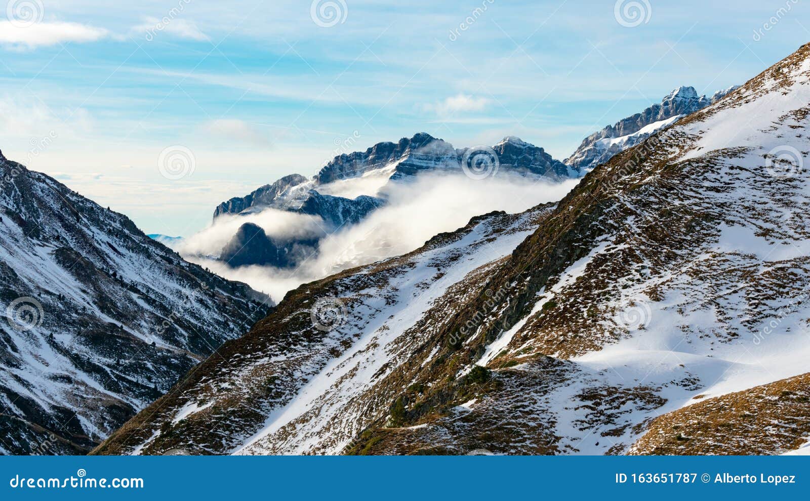 Beautiful Landscape of Winter Snowy Mountains in the Pyrenees Stock ...
