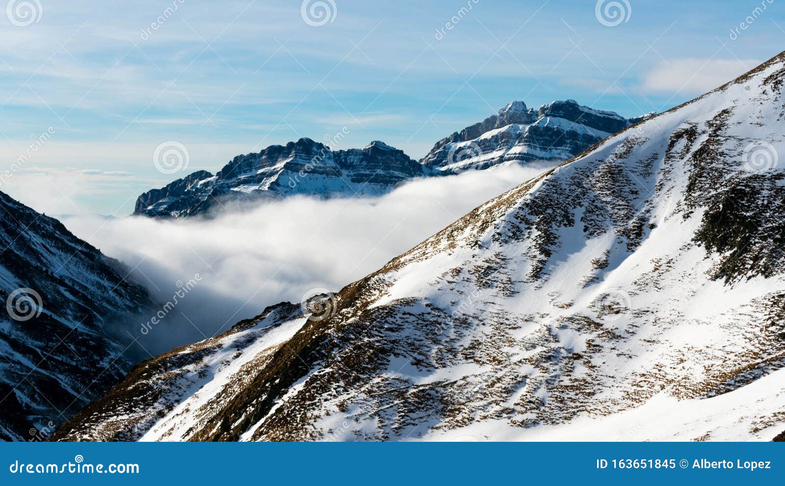 Beautiful Landscape of Winter Snowy Mountains in the Pyrenees Stock ...