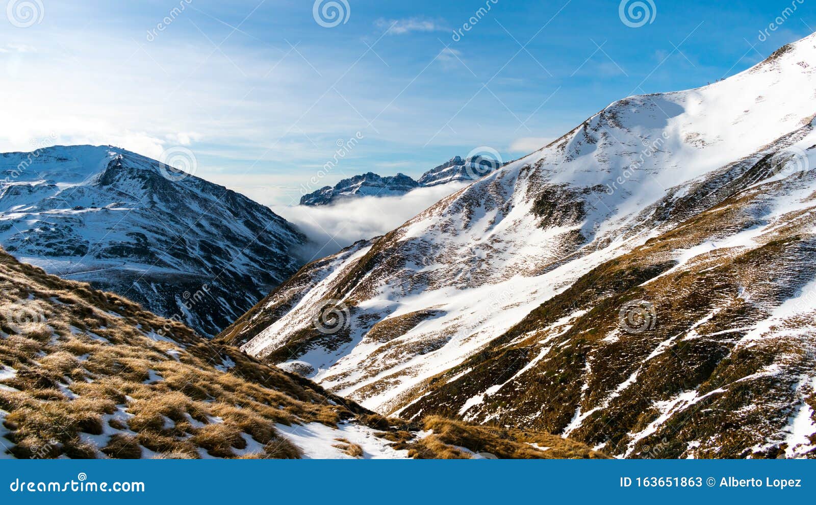 Beautiful Landscape of Winter Snowy Mountains in the Pyrenees Stock ...