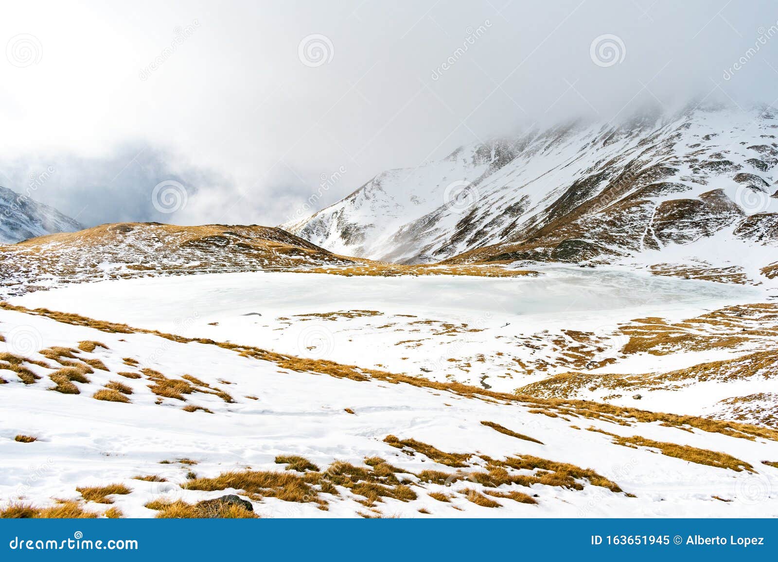 Beautiful Landscape of Winter Snowy Mountains in the Pyrenees Stock ...