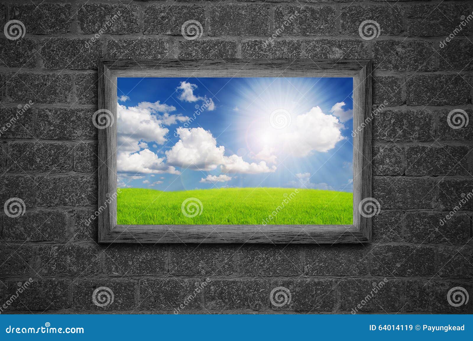 Beautiful Landscape in a Wooden Frame Stock Image - Image of landscape ...