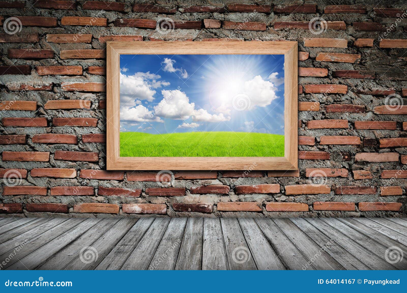 Beautiful Landscape in a Wooden Frame Stock Image - Image of floor ...