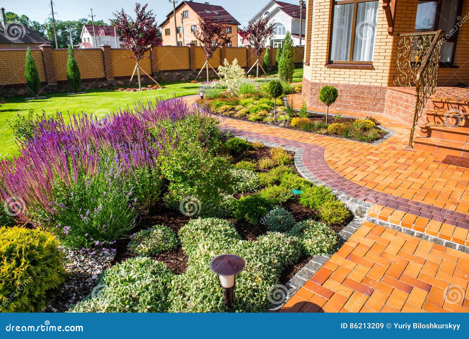 Beautiful Landscaping with Beautiful Plants Stock Image - Image of ...