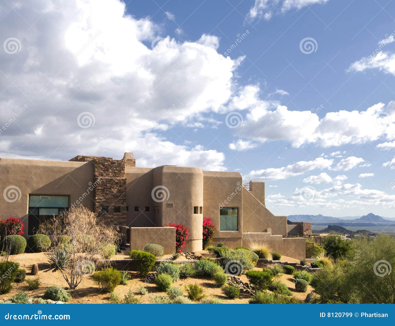 Large Adobe Style Roof Tiles With Slanted Double Gable Architecture In ...