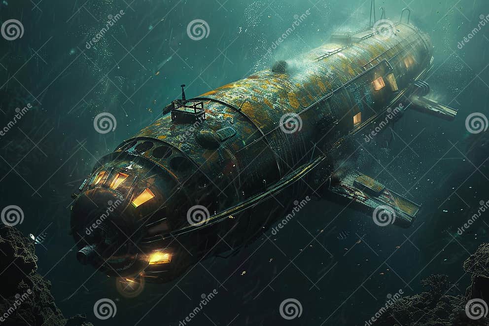 Beautiful Large Bathyscaphe Floating in Middle of Ocean during ...