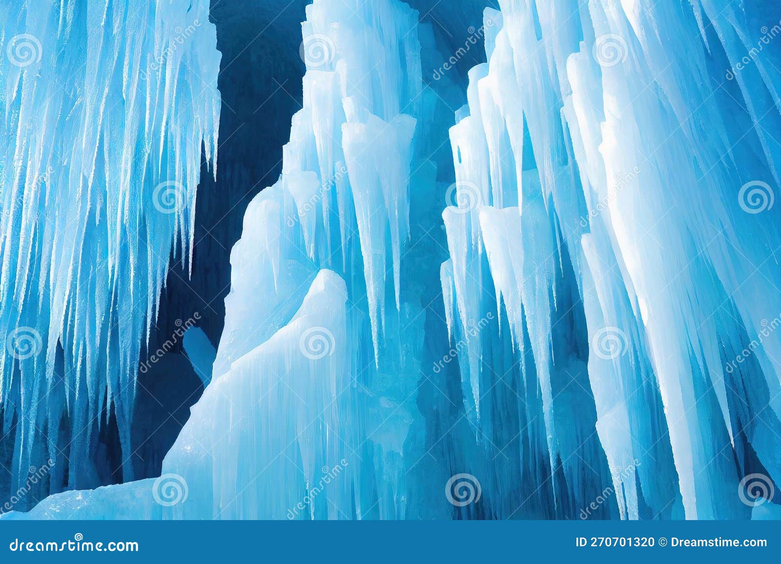 Beautiful Large Frozen Icicles in Ice Cave in North. Stock Illustration ...