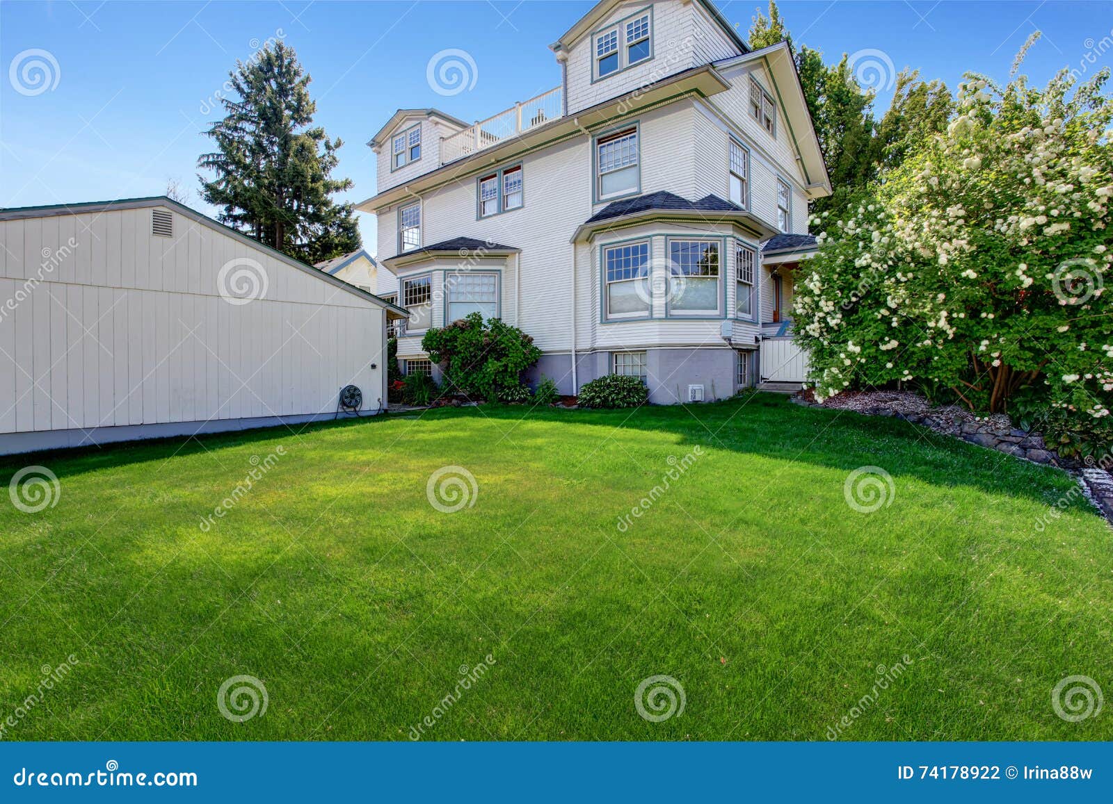 Beautiful Large House with Backyard Stock Photo - Image of estate ...