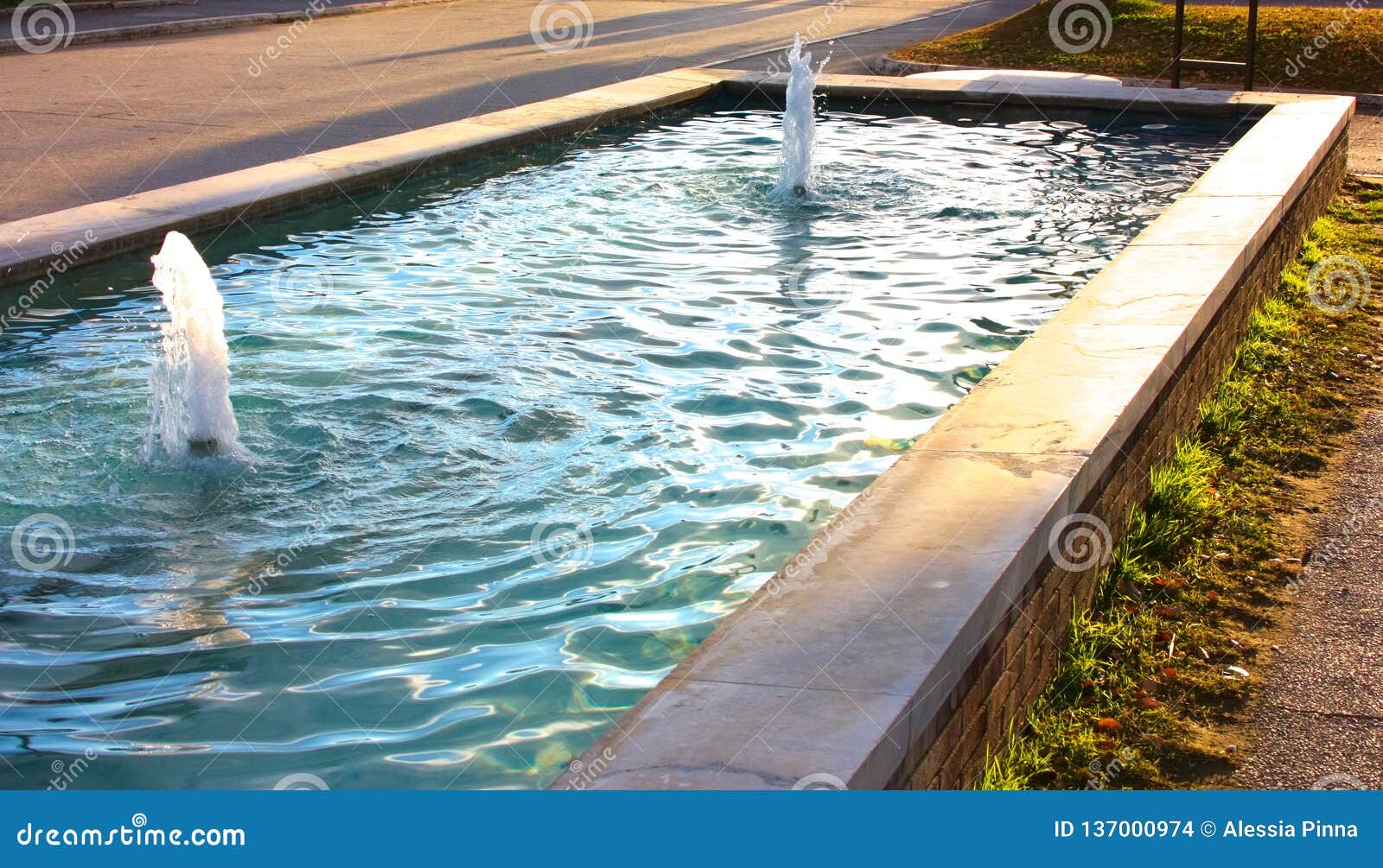Beautiful Large Rectangular Pool of a Fountain Stock Photo - Image of ...