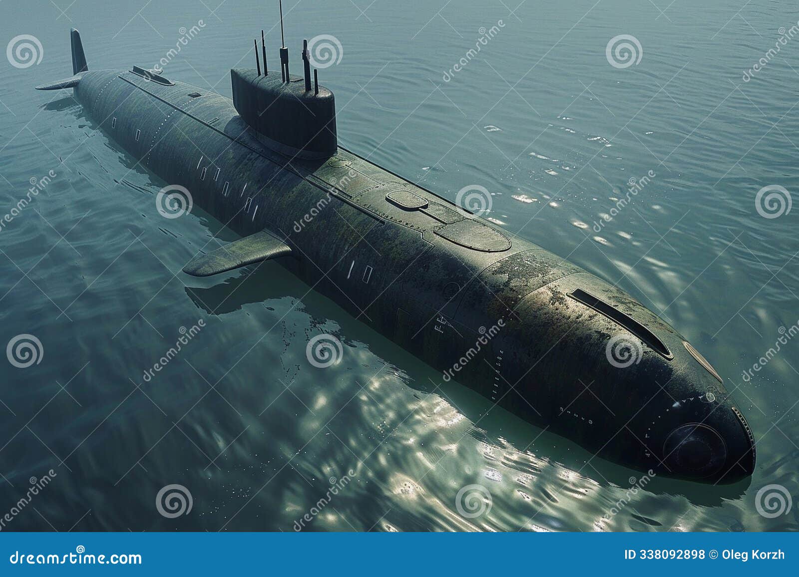 Beautiful Large Submarine Floating in Middle of Ocean during Mission ...