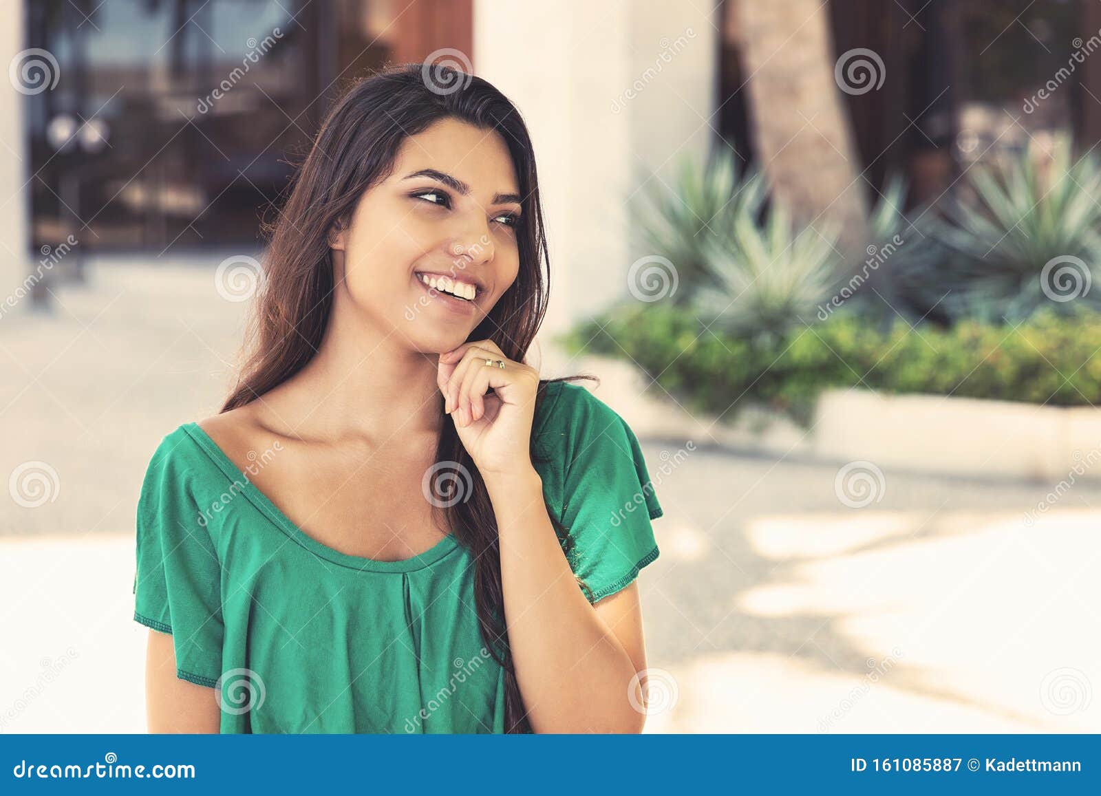 Beautiful Latin American Young Adult Woman With Long Dark Hair Stock