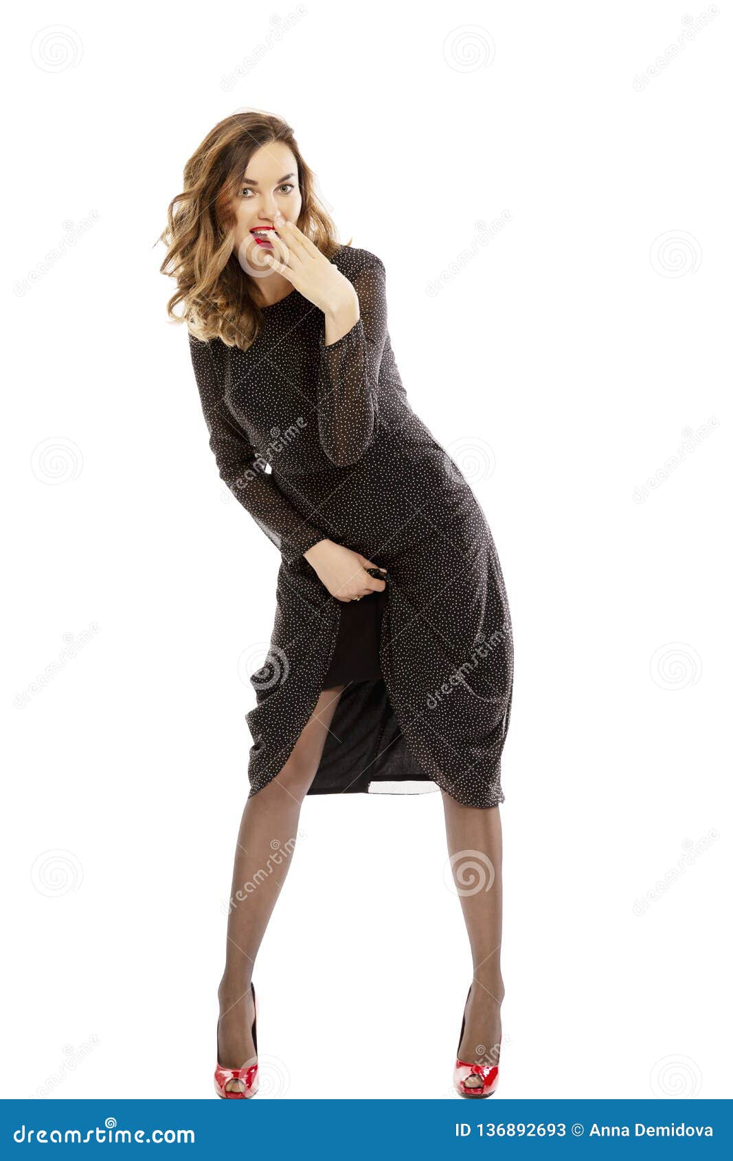 Beautiful Laughing Young Woman in Full-length Dress Stock Image - Image ... Beautiful Laughing Young Woman in Full-length Dress Stock Image - Image ...