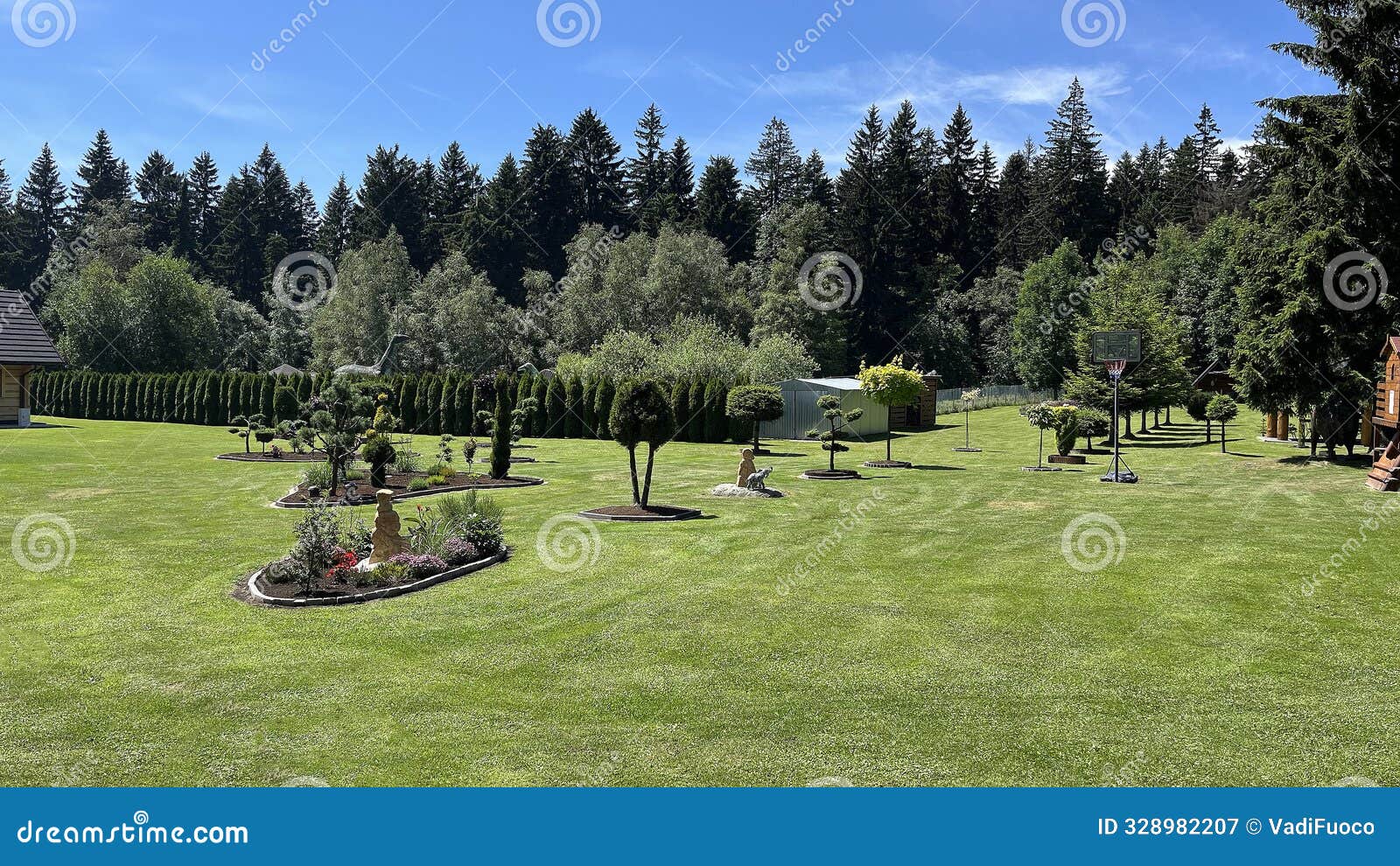 Beautiful Lawn with Green Grass and Trees. Landscape Stock Image ...