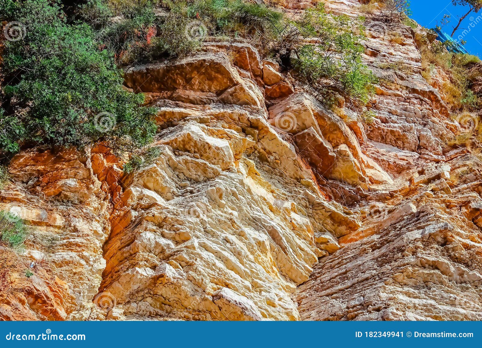 Beautiful Layered Cliffs on a Background of Blue Sky. Stock Image ...
