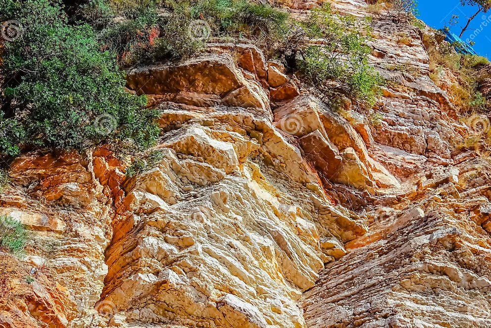 Beautiful Layered Cliffs on a Background of Blue Sky. Stock Image ...