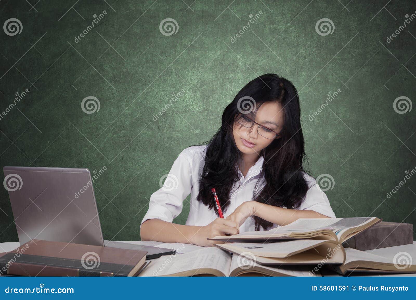 Beautiful Learner Doing School Task in Class Stock Image - Image of ...