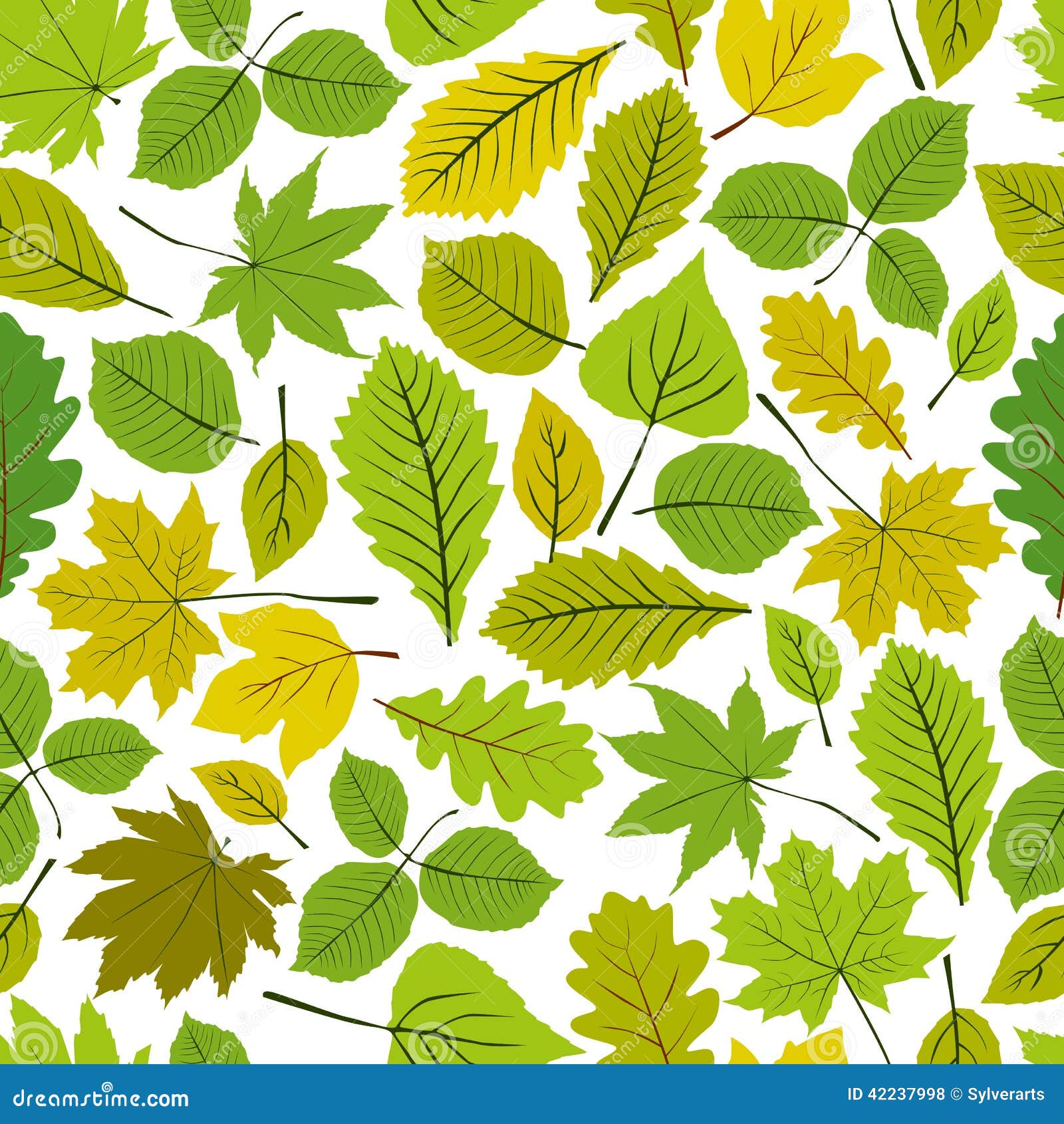 Beautiful Leaves Seamless Pattern, Vector Natural Endless Background ...