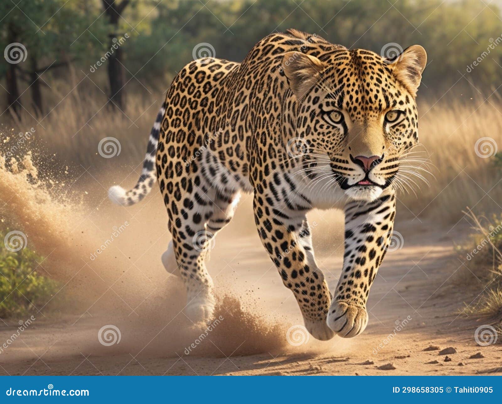 Beautiful leopard running stock illustration. Illustration of safari ...