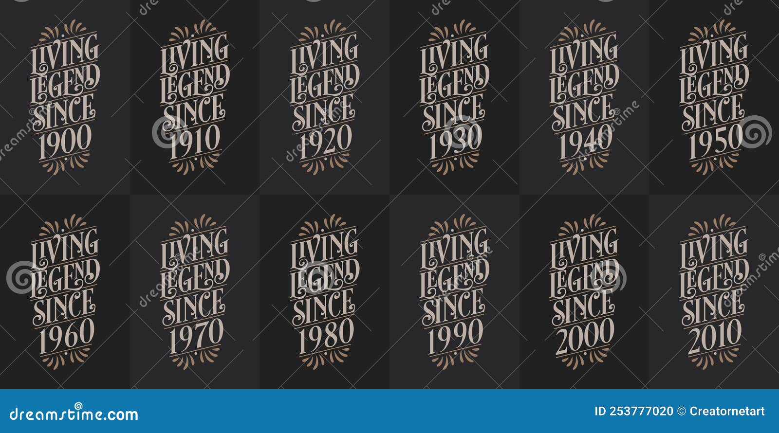 Beautiful Lettering Birthday Design Bundle. Living Legend Since 1900 ...