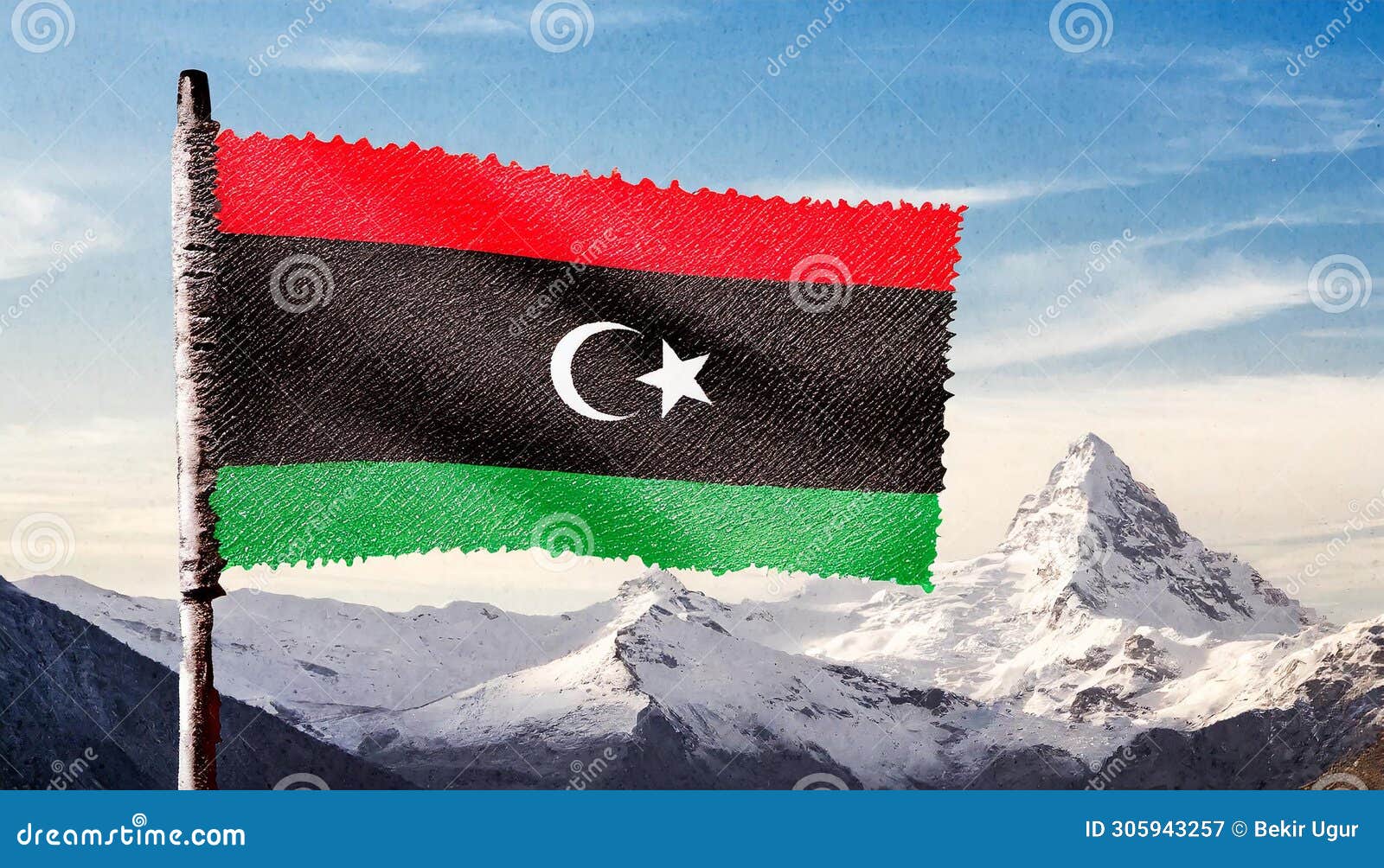 Libya Flag Waving on the Wind Stock Illustration - Illustration of ...