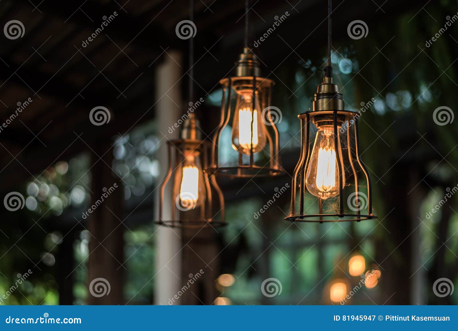Beautiful Light Bulb Incandescent Hanging Decorated Interior Room Stock ...