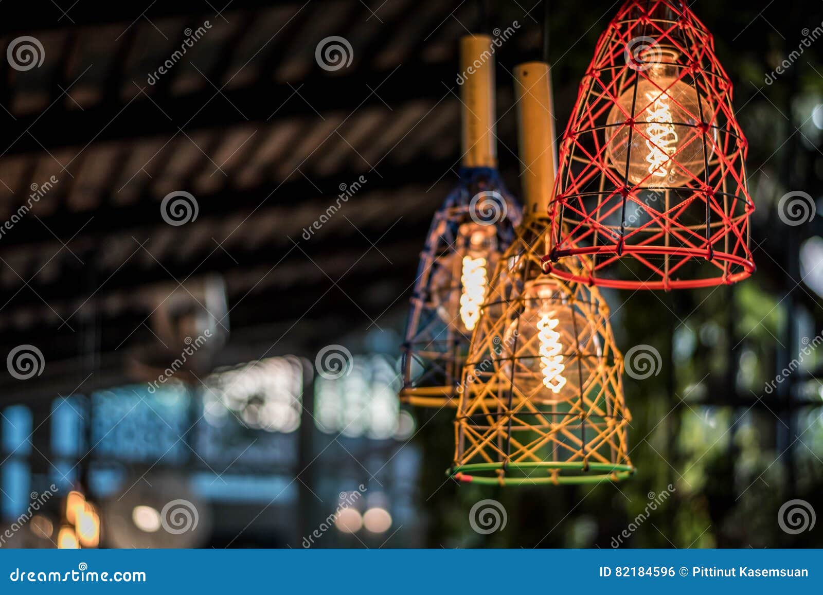 Beautiful Light Bulb Incandescent Hanging Decorated Interior Room Stock ...