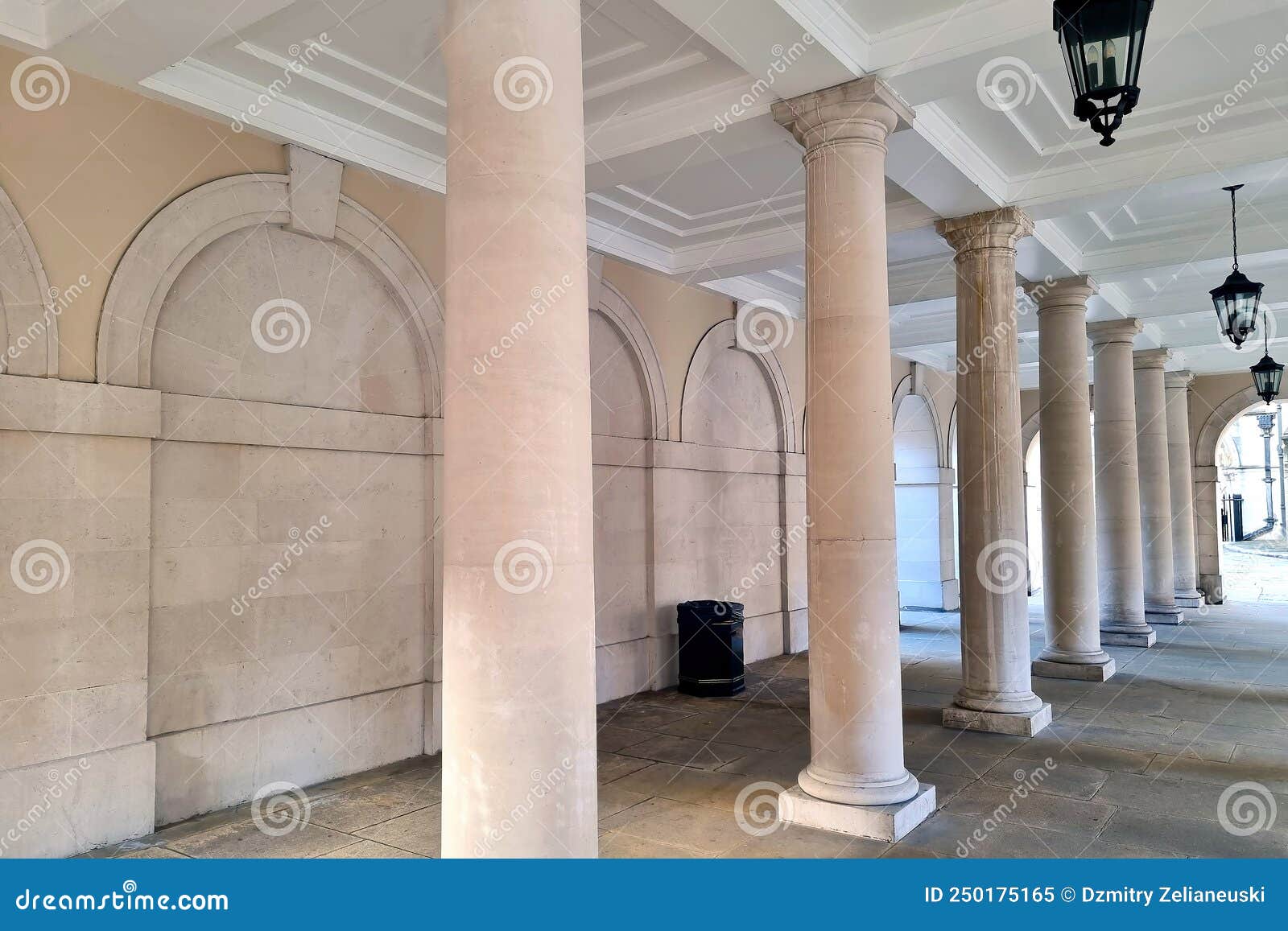 Beautiful Light Concrete Columns Against the Background of the Building ...
