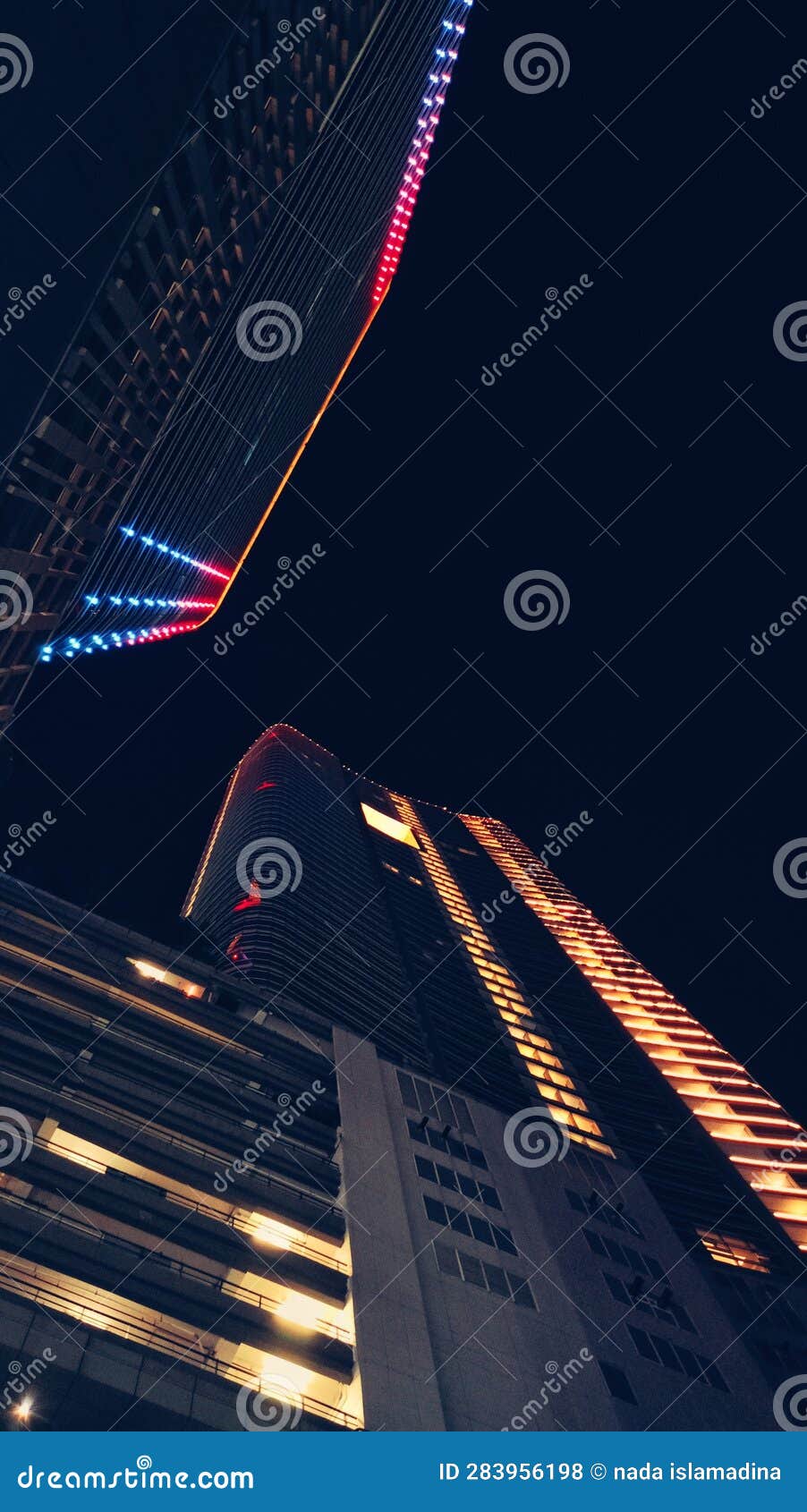 Beautiful Light Filled with the Color of the Building at Night Stock ...