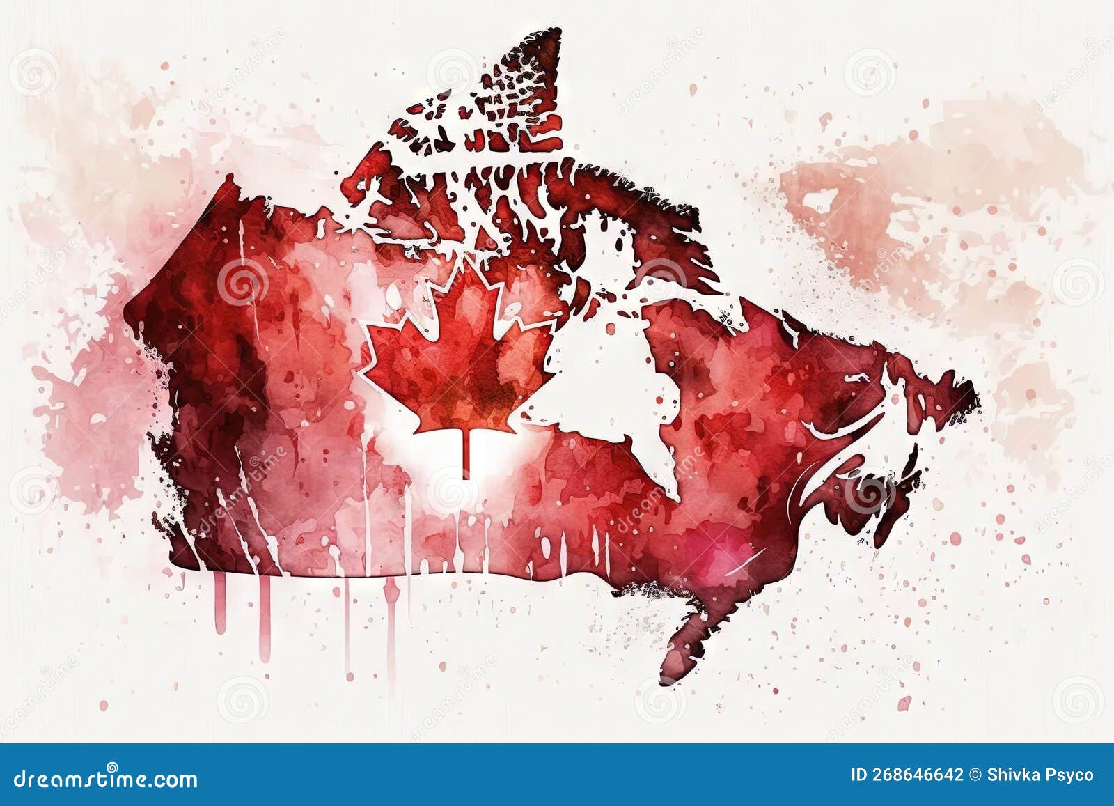 Beautiful Light Red Canada Map Watercolor Stock Photo - Image of ...