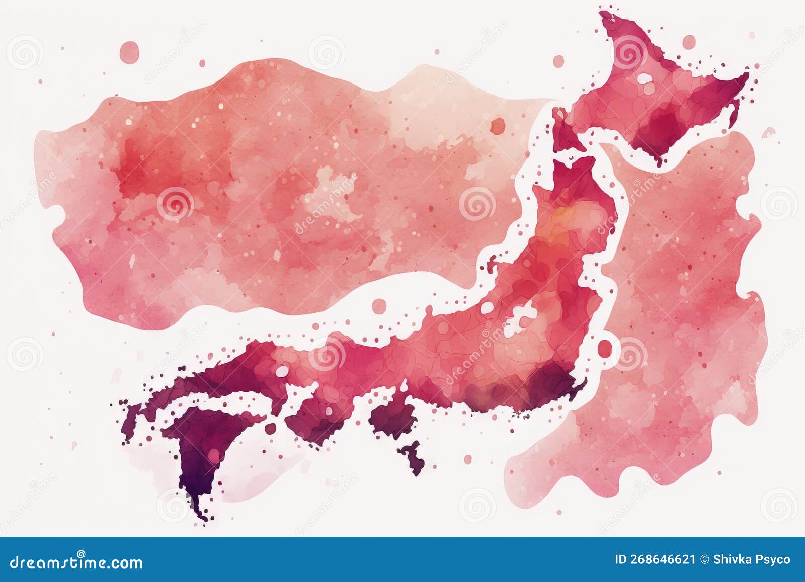 Beautiful Light Red Japan Map Watercolor Stock Image - Image of contour ...