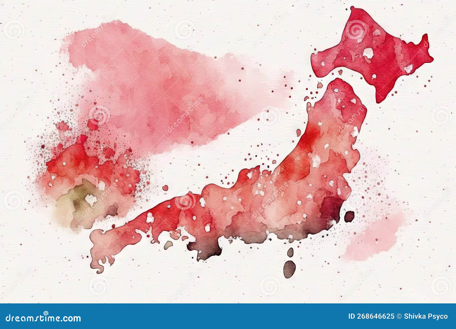 Beautiful Light Red Japan Map Watercolor Stock Image - Image of shikoku ...